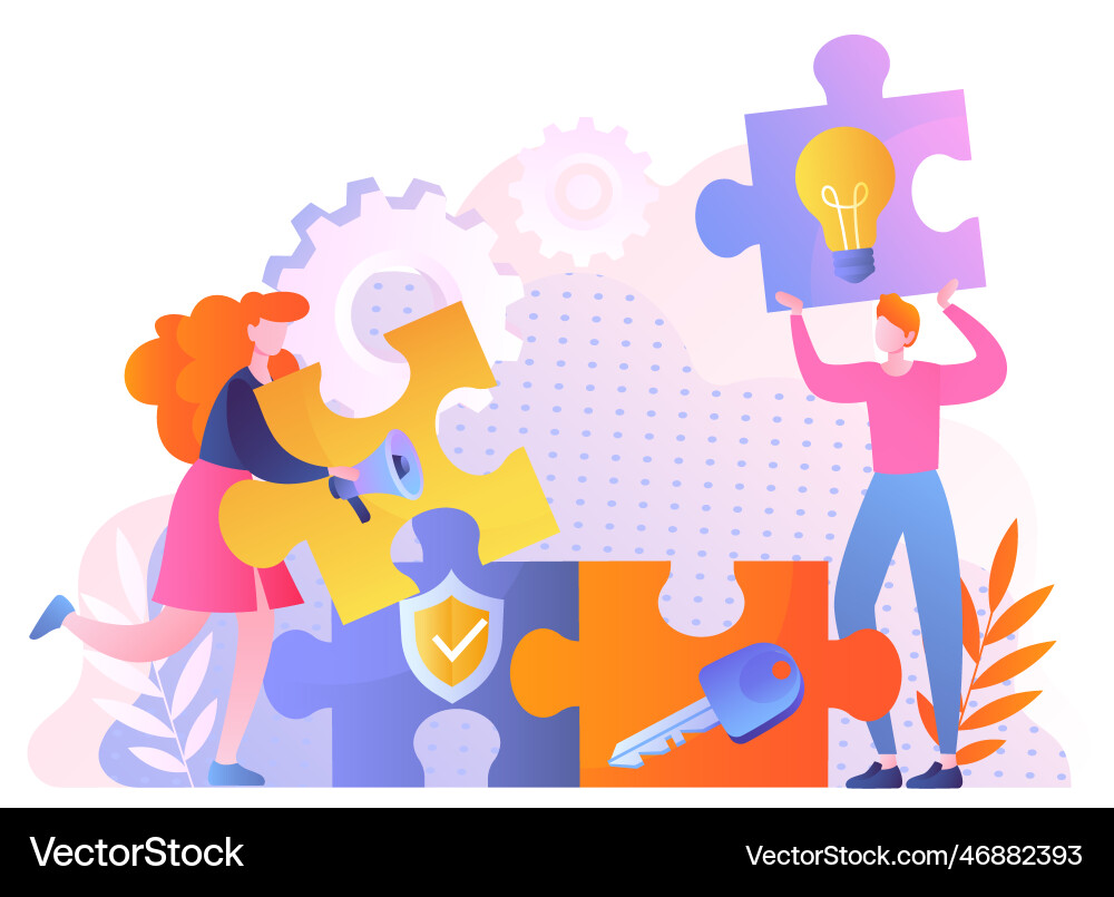 Team Puzzle Solution Royalty Free Vector Image