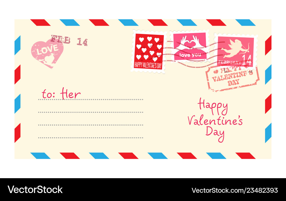 Valentine's Day Envelope – Royalty-Free Vector | VectorStock