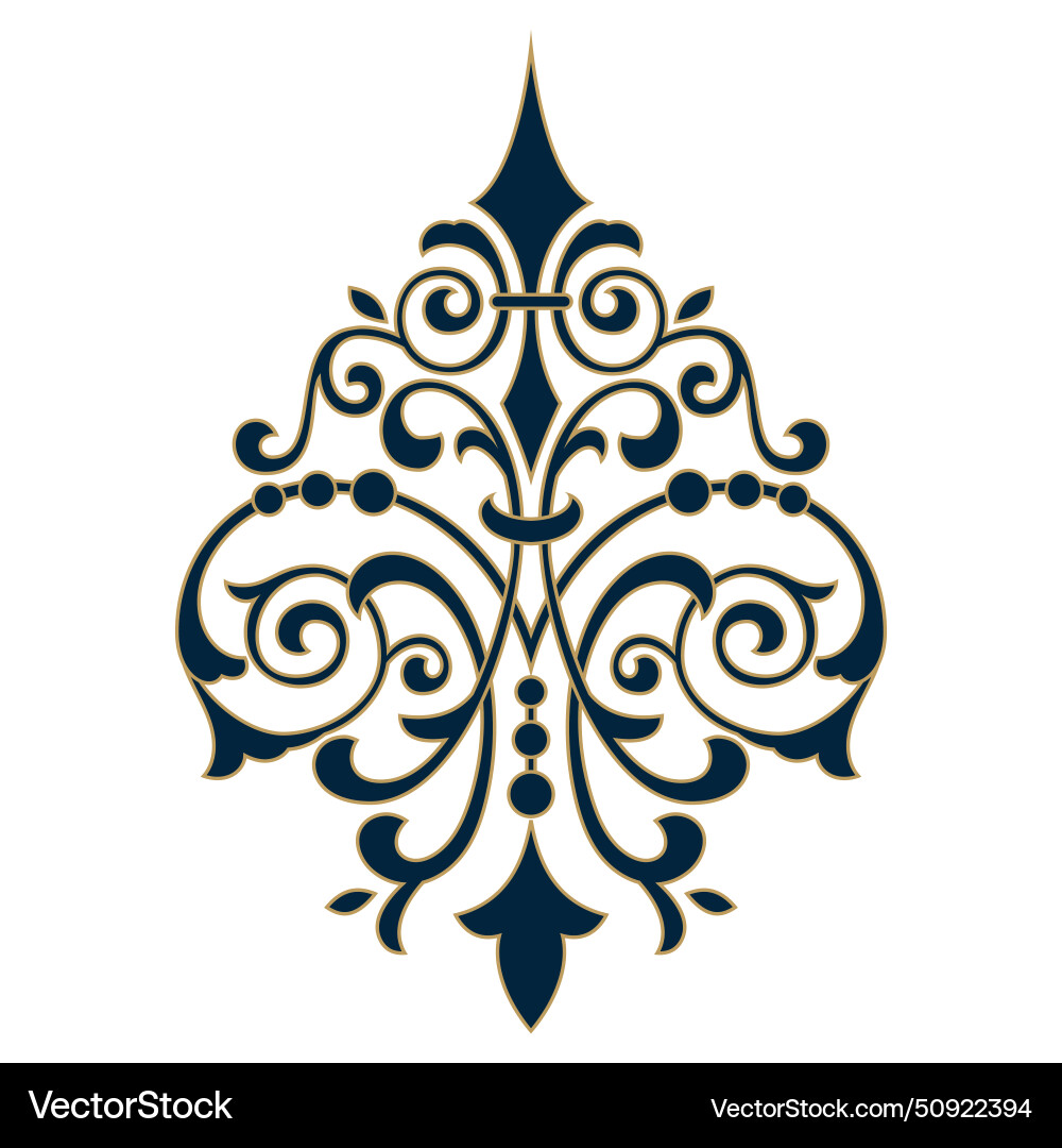 Damask central element isolated Royalty Free Vector Image