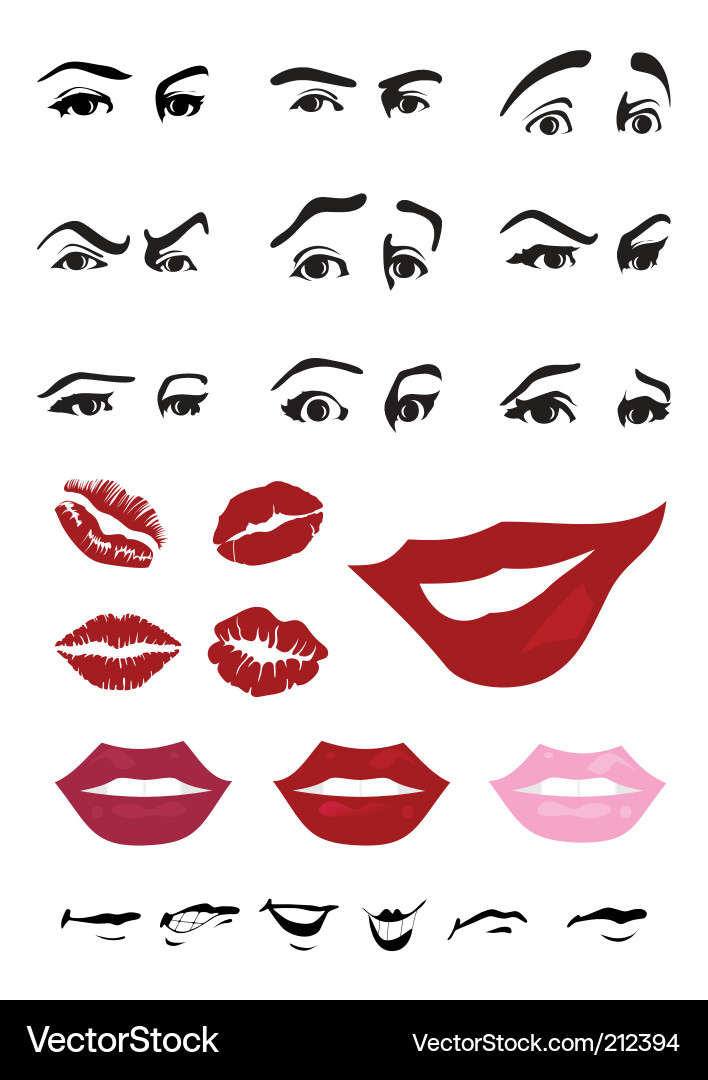 Eyes and lips Royalty Free Vector Image - VectorStock