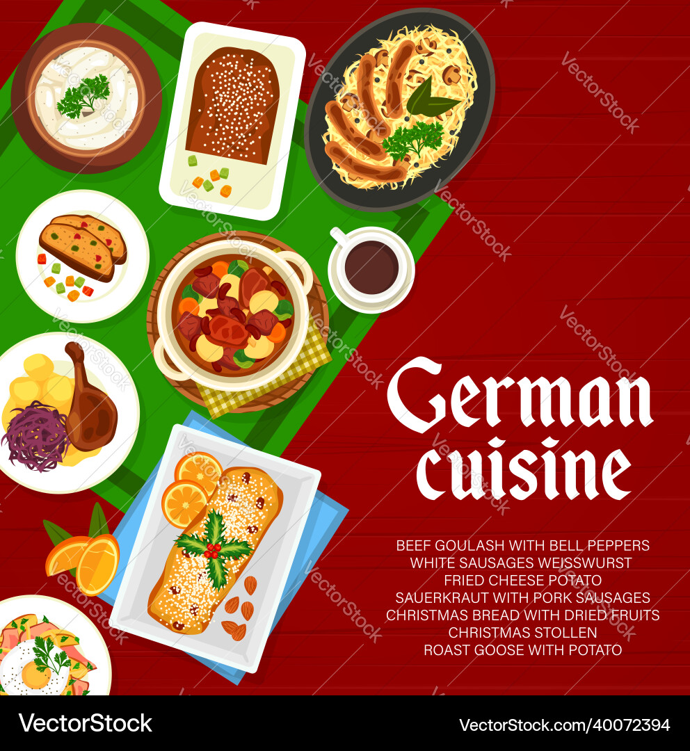 German cuisine menu cover page template Royalty Free Vector
