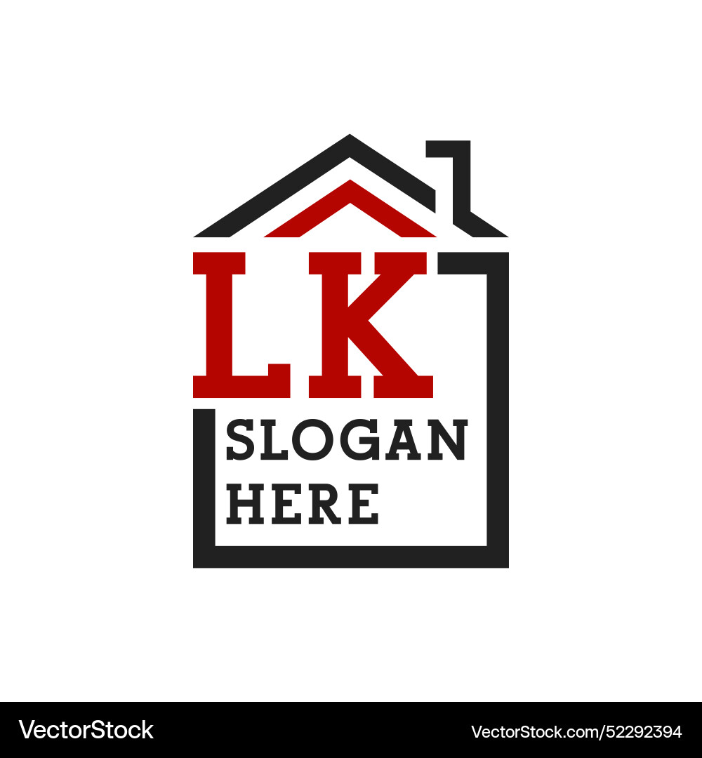 Initial lk house logo for roofing letter real Vector Image