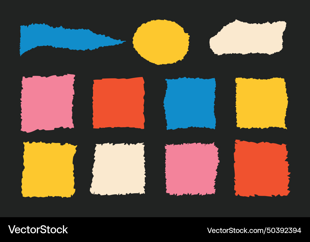 Jagged edge rectangle shapes frames torn paper Vector Image