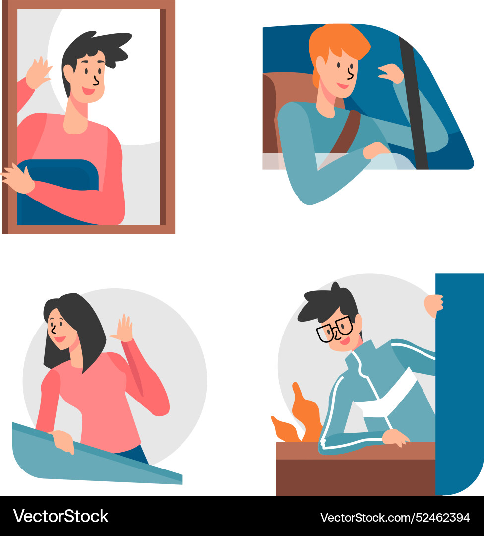 Peeping people collection Royalty Free Vector Image