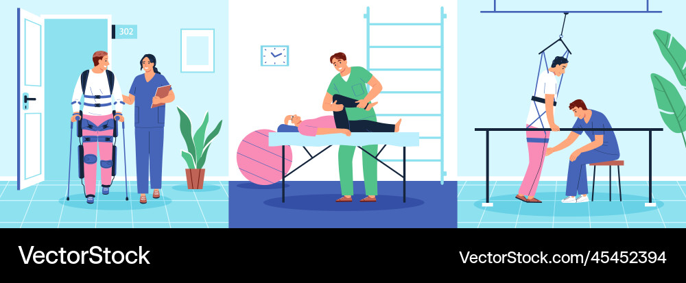 Physiotherapy compositions set Royalty Free Vector Image