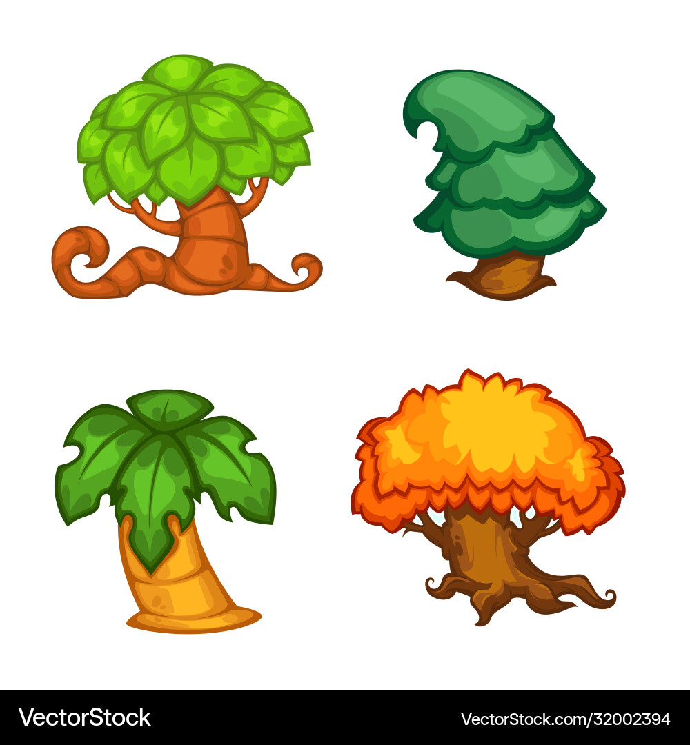 Set cartoon tree for your mobile game project – Royalty-Free Vector ...