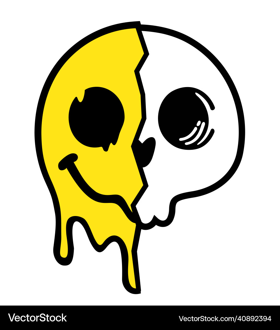 Smiling skull skeleton smiley face half Royalty Free Vector