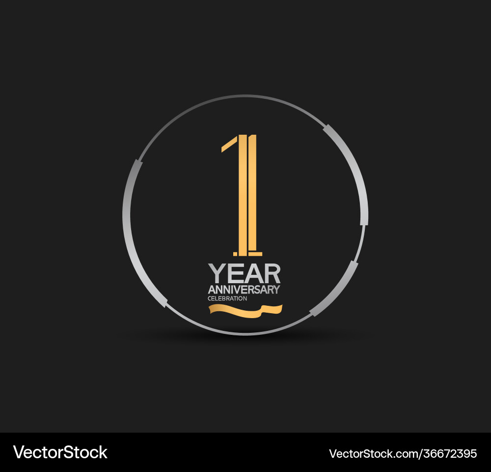1 year golden anniversary logotype number Vector Image