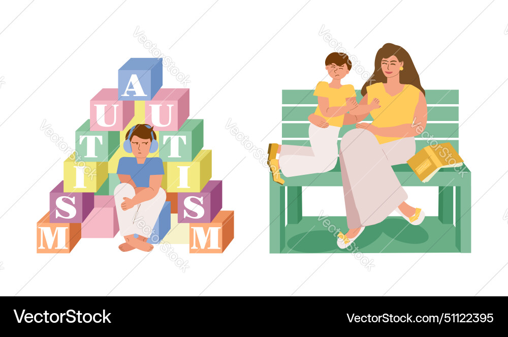 A boy child with autism Royalty Free Vector Image