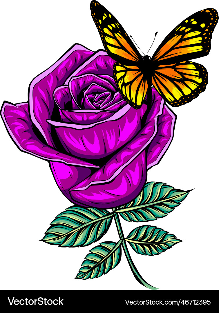Butterfly on rose white Royalty Free Vector Image