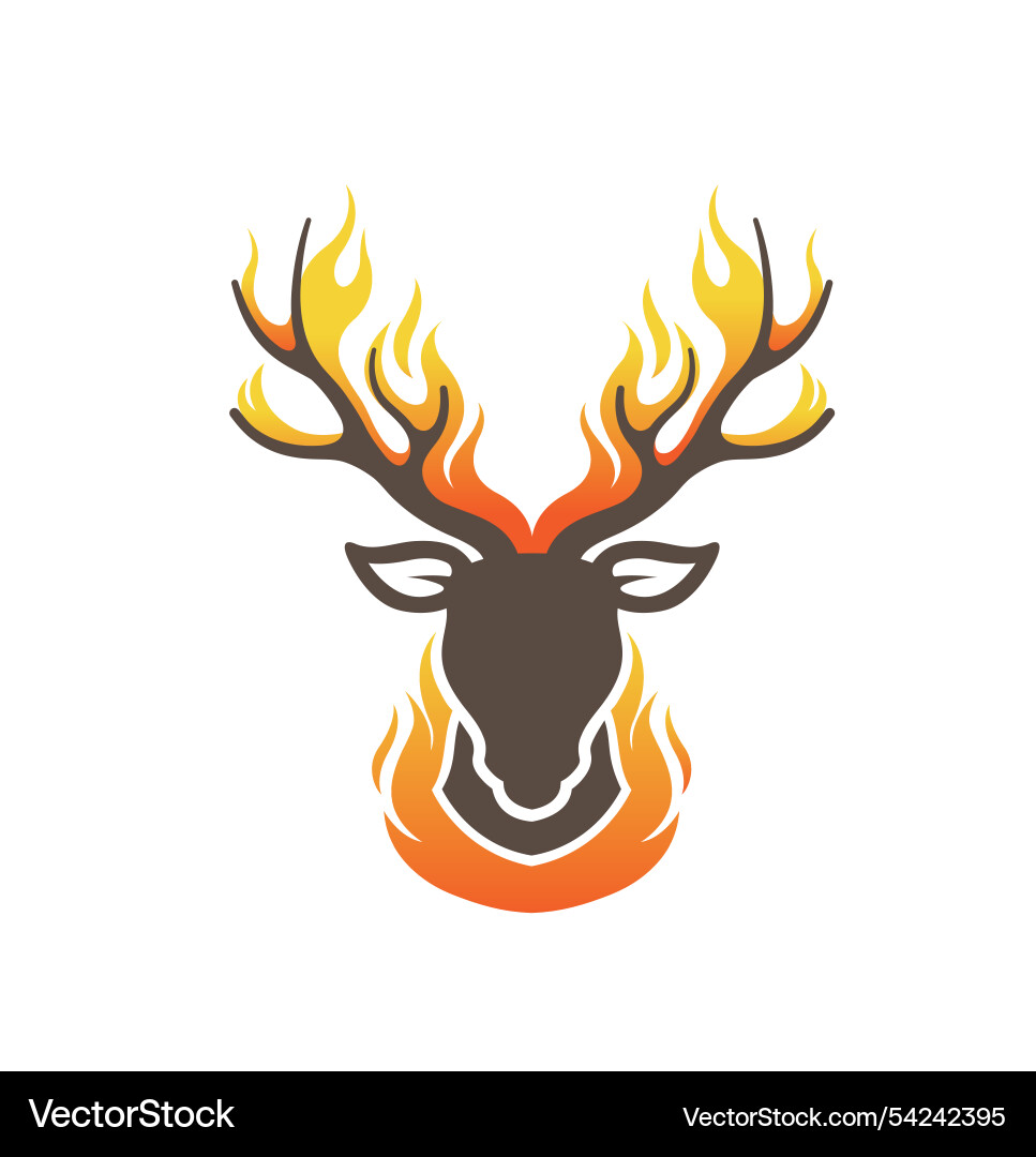 Creative deer head and flame logo symbol Vector Image