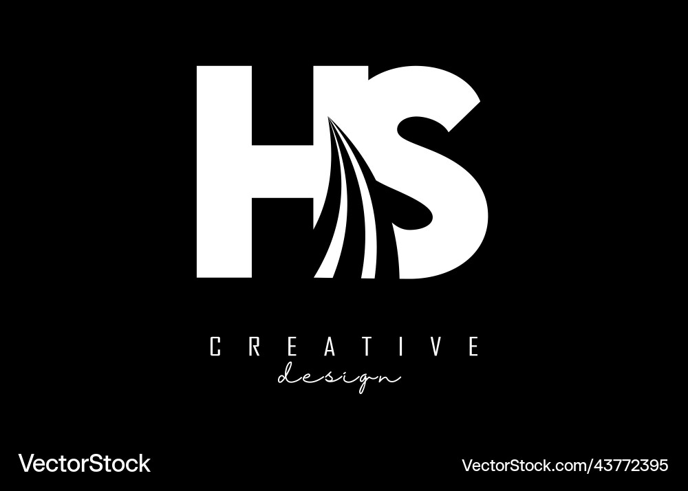 Creative white letters hs h s logo with leading Vector Image