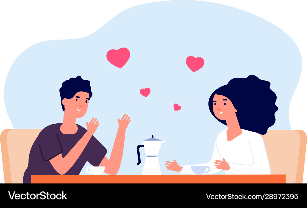 Date in cafe friends drinking coffee Royalty Free Vector