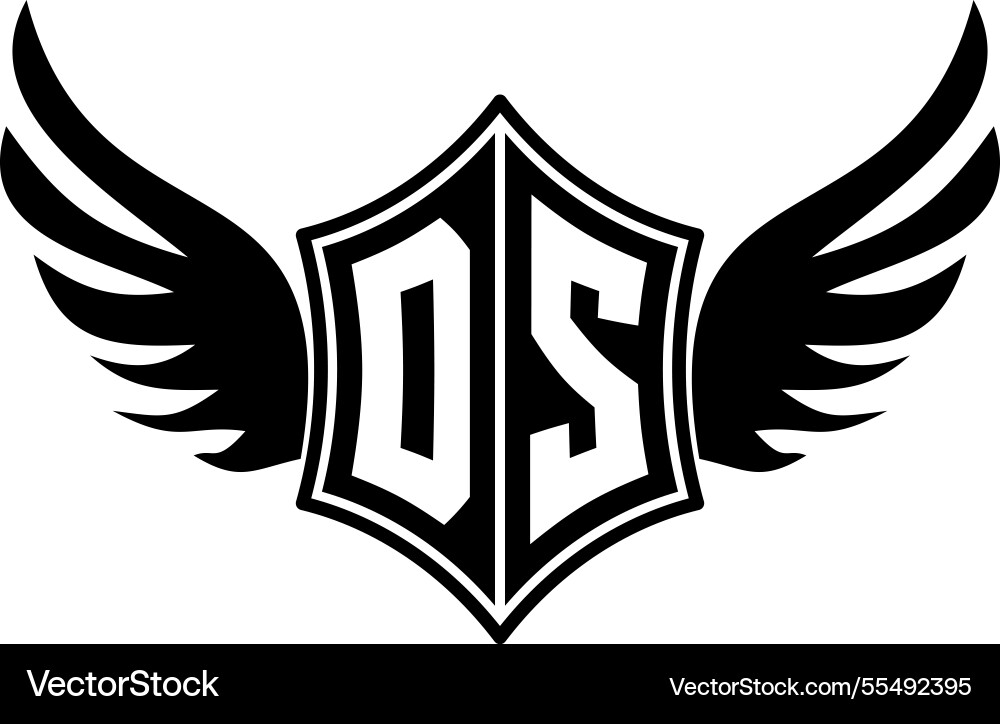 Ds logo emblem with winged and shield template Vector Image