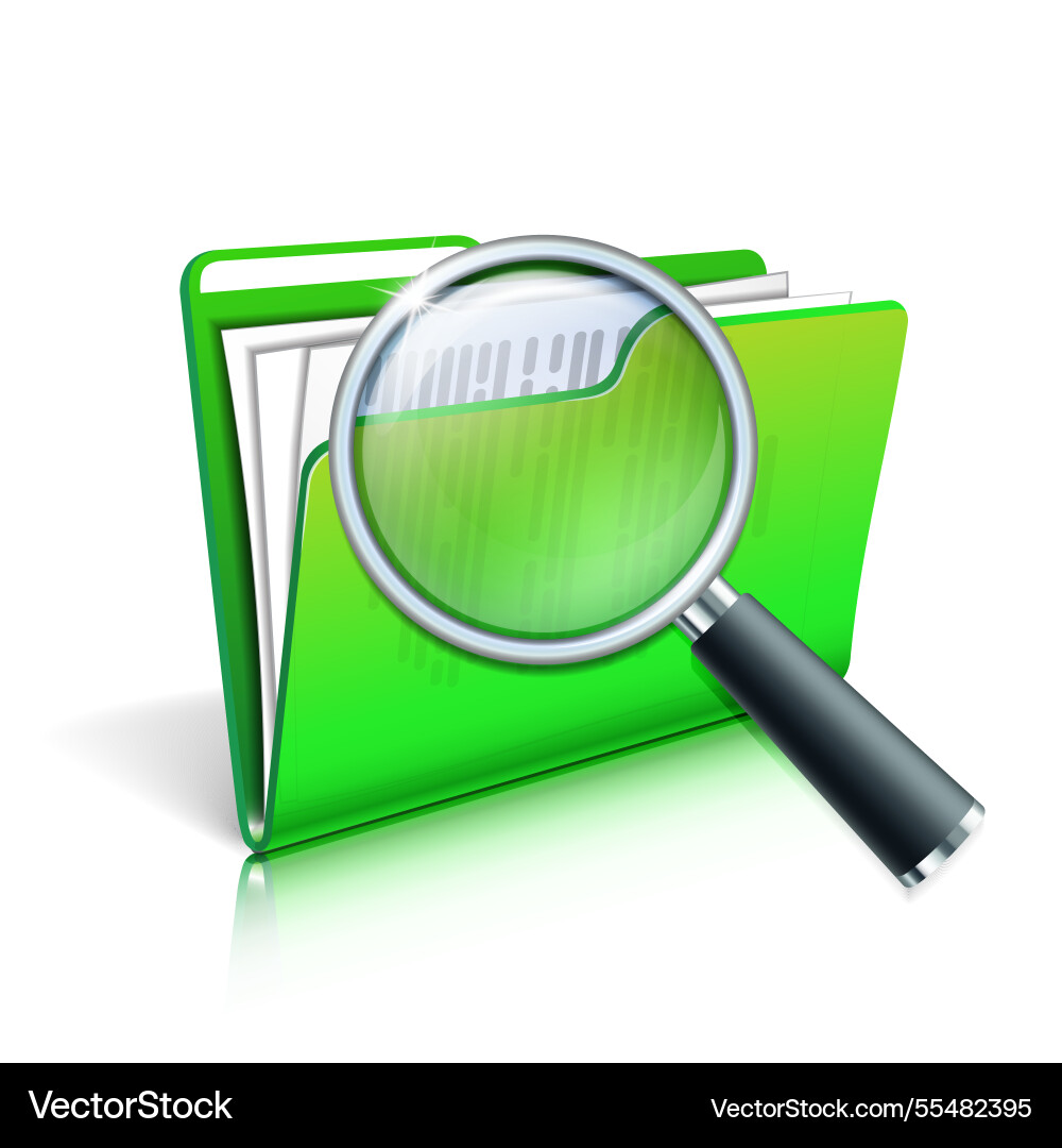 File search icon open green folder with documents Vector Image