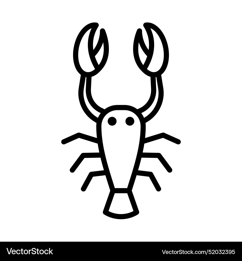 Lobster icon linear logo mark in black and white Vector Image