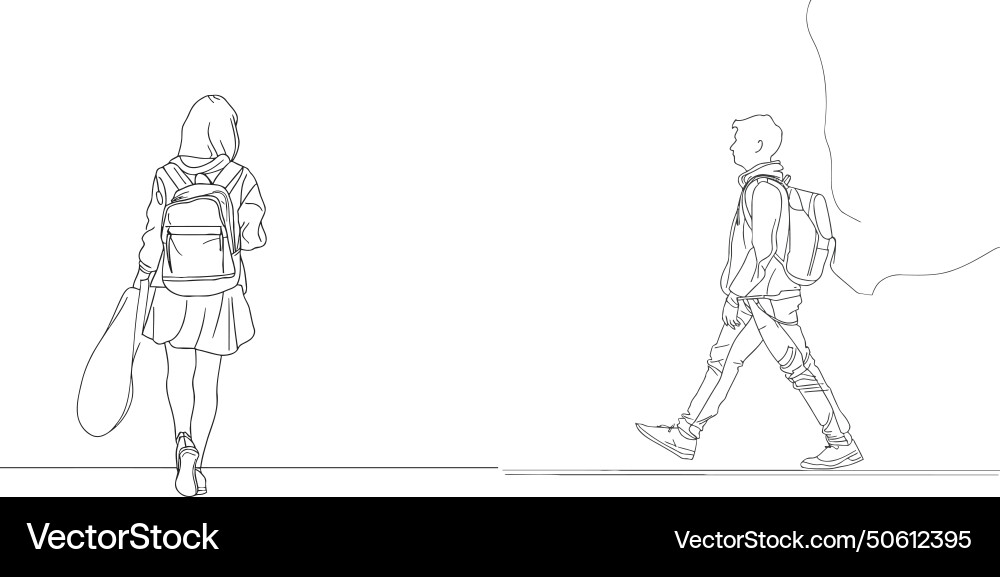 One continuous line of a student walking Vector Image