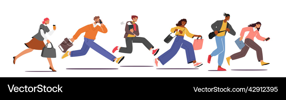 People Rushing to Work Royalty Free Vector Image