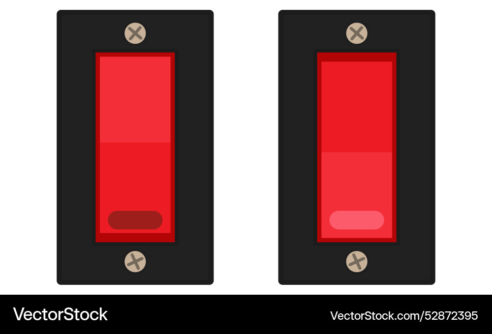 Rocker switch with red rectangle button Royalty Free Vector