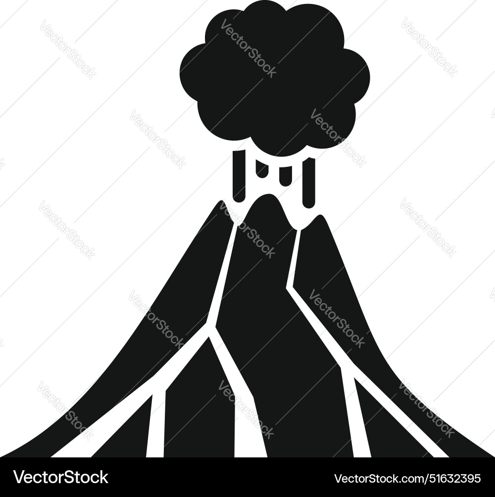 Volcano erupting with ash cloud simple icon Vector Image