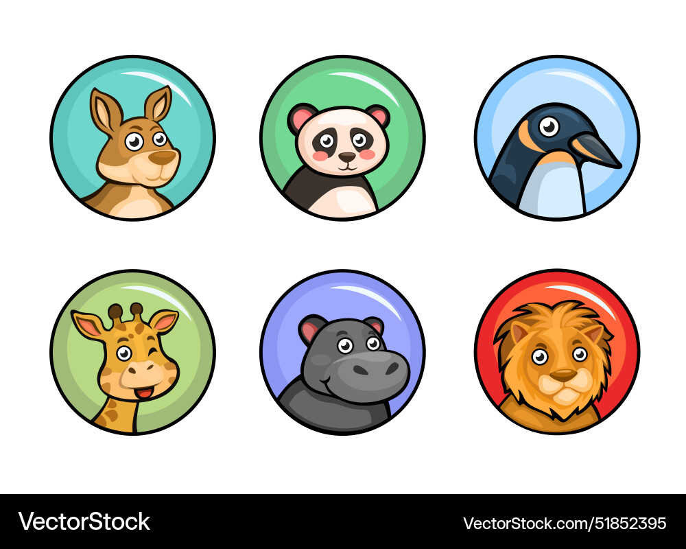 Zoo animals character collection set cartoon Vector Image