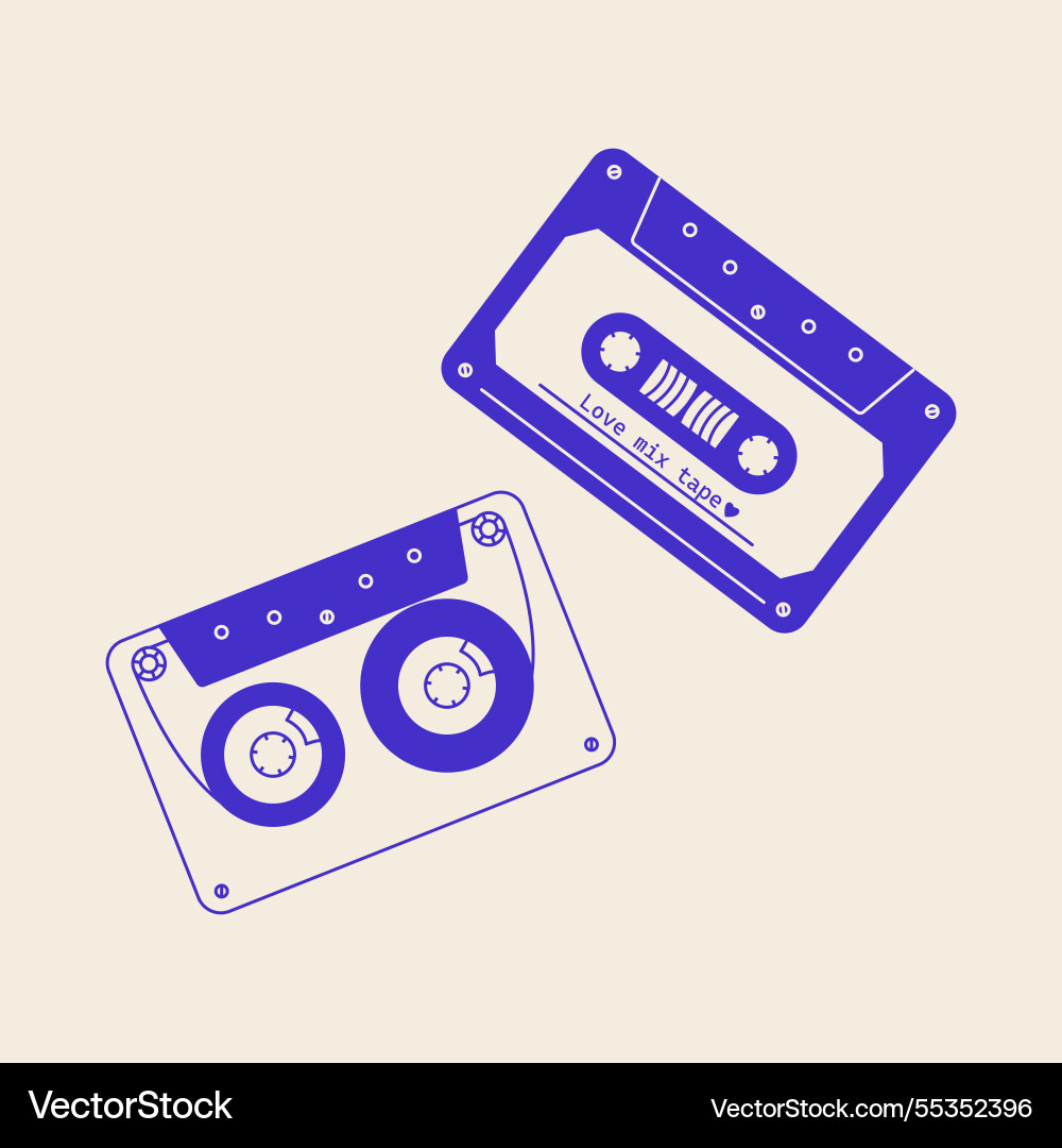 Audio cassette tape analog magnetic Royalty Free Vector