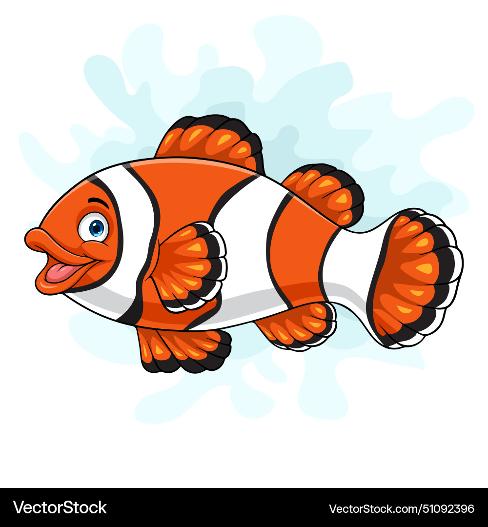 Cartoon clown fish isolated on white background Vector Image