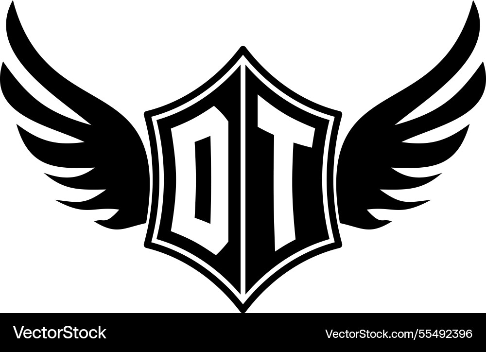 Dt logo emblem with winged and shield template Vector Image