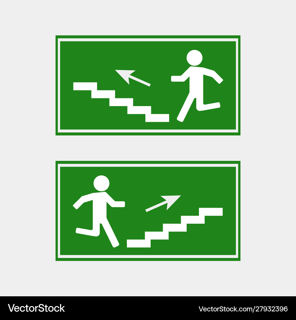 Fire hazard route evacuation icon Royalty Free Vector Image