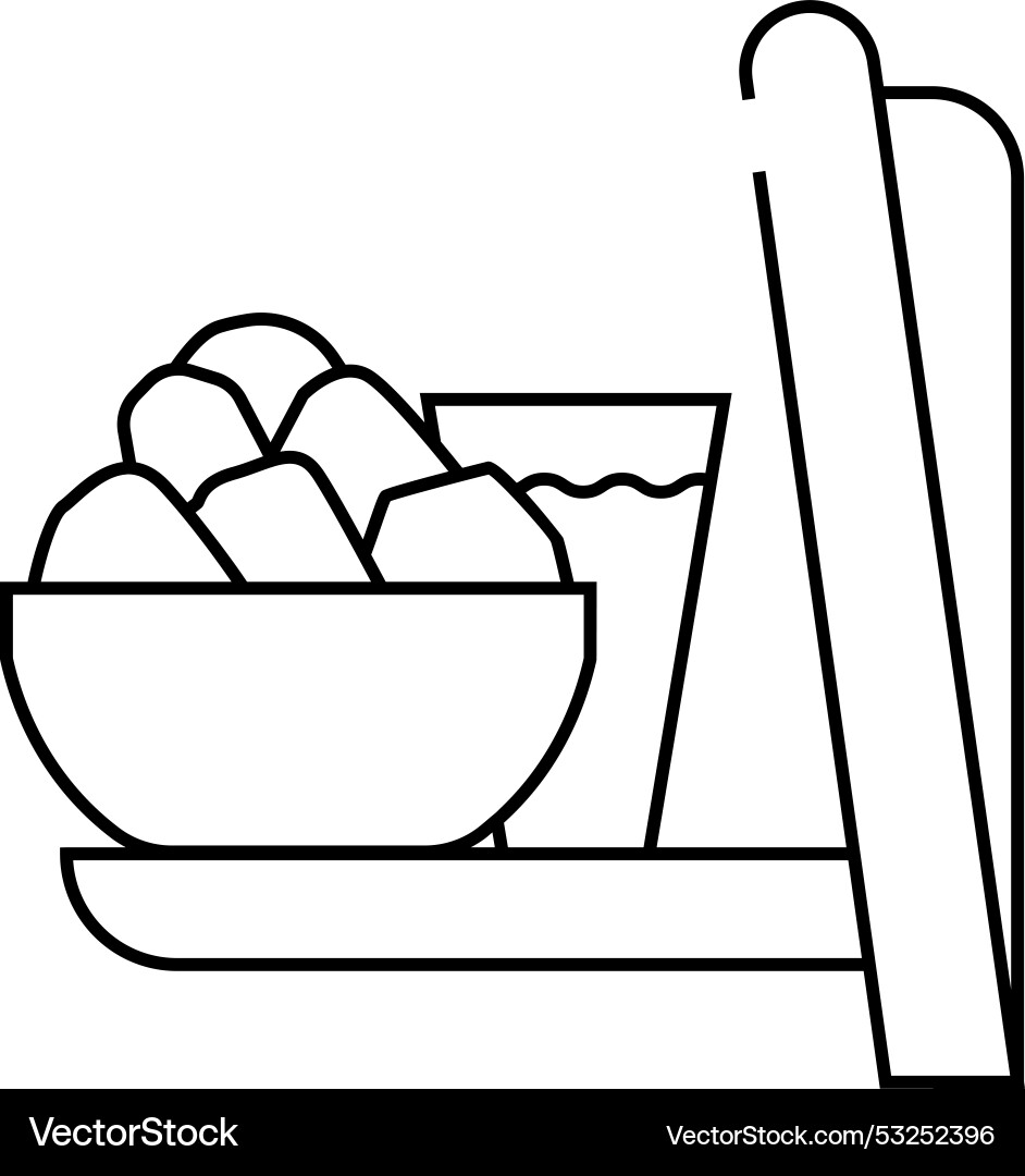 Folding table for airline food line icon Vector Image