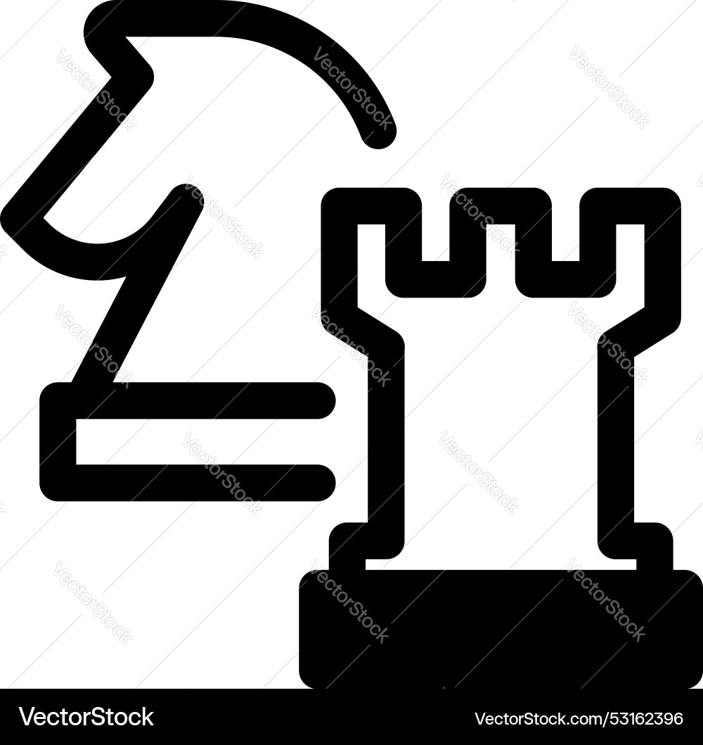 Icon rook and knight chess piece strategy game Vector Image