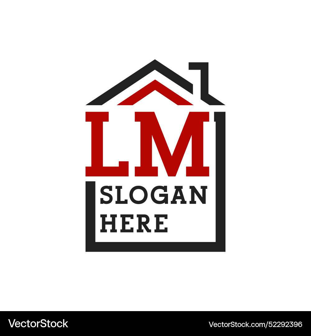 Initial lm house logo for roofing letter real Vector Image
