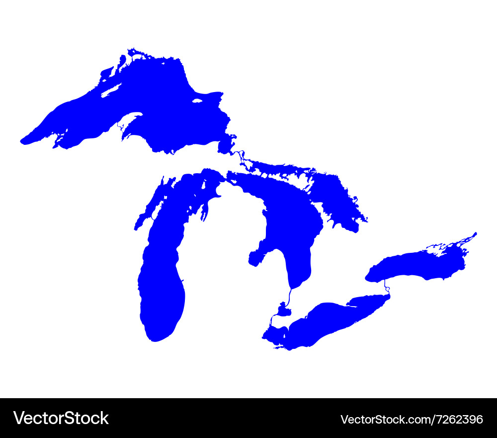 Map of the Great Lakes Royalty Free Vector Image