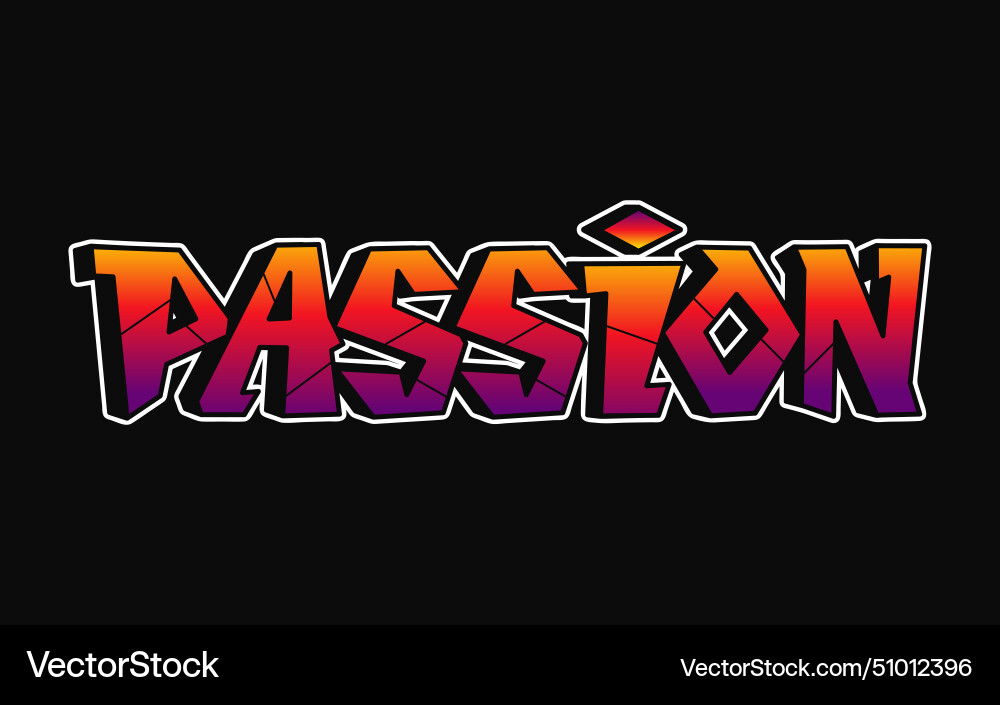 Passion - single word letters graffiti style Vector Image