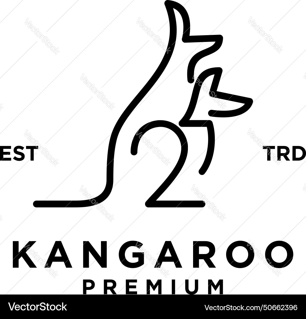 Set of kangaroo line logo icon design Royalty Free Vector