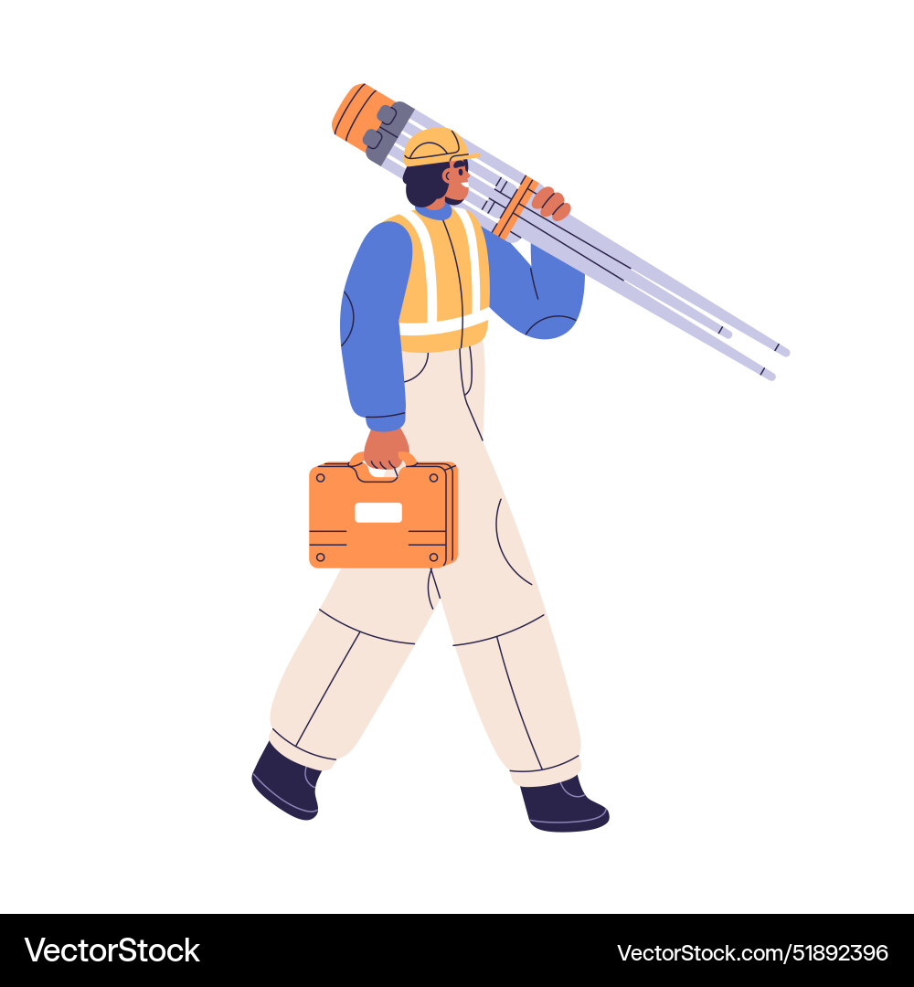 Surveyor carrying equipment surveying engineer Vector Image