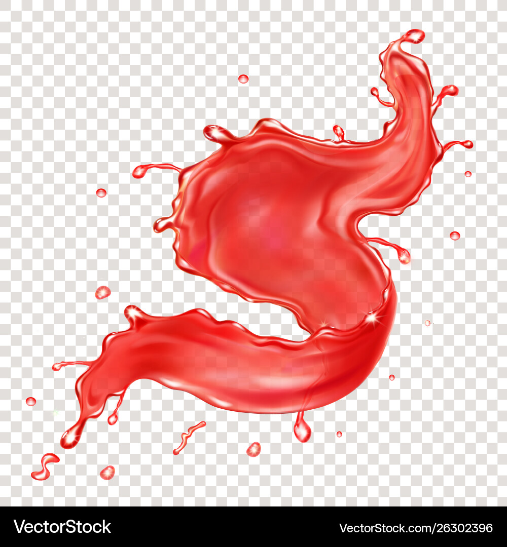 Transparent red liquid splash realistic Royalty Free Vector