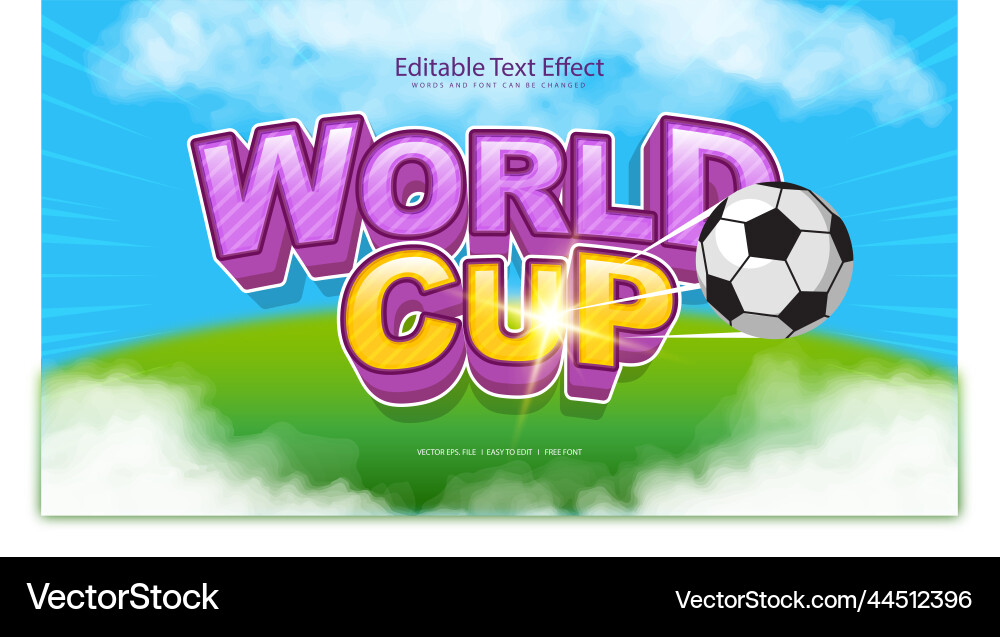 World cup football text effect Royalty Free Vector Image
