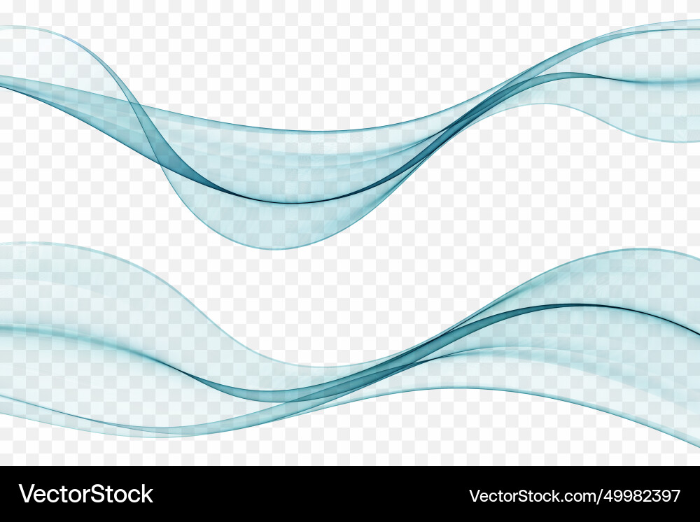 Abstract blue soft transparent wave set Royalty Free Vector