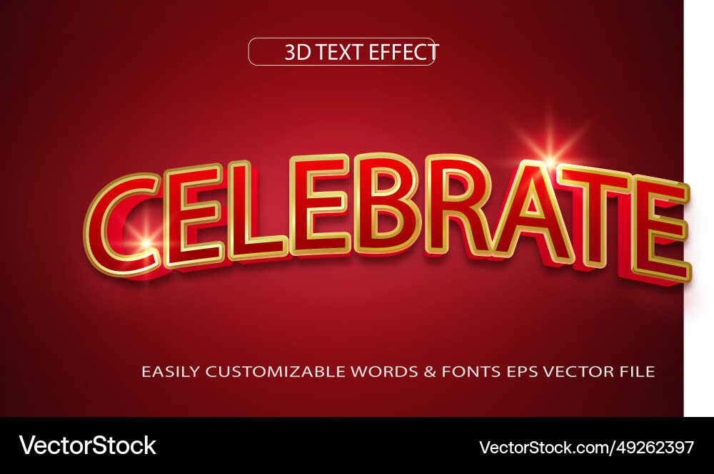 Celebrate red golden 3d editable text style effect