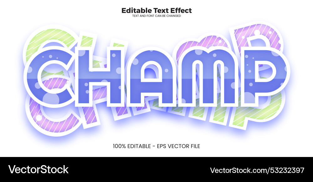 Champ editable text effect in modern trend style Vector Image