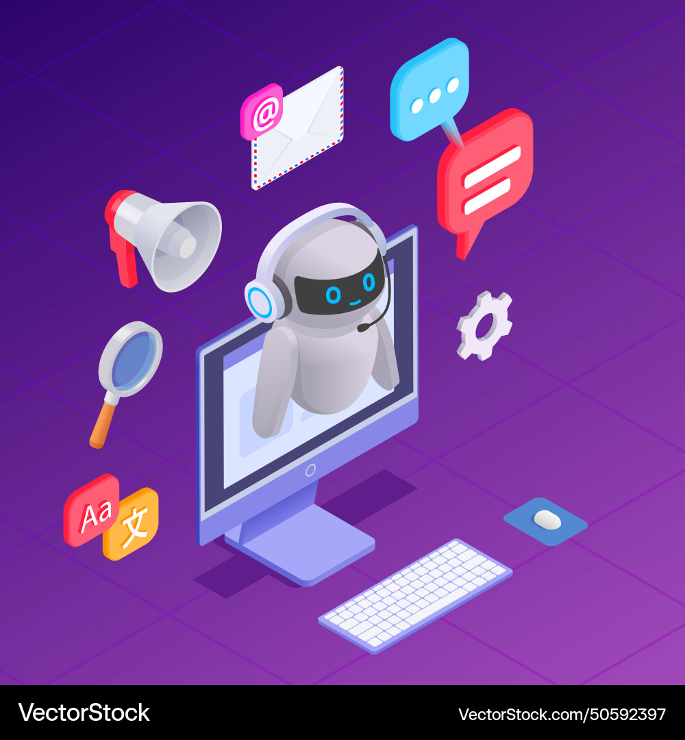 Chatbot messenger composition Royalty Free Vector Image