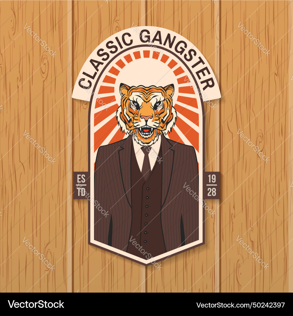 Classic gangster badge design Royalty Free Vector Image