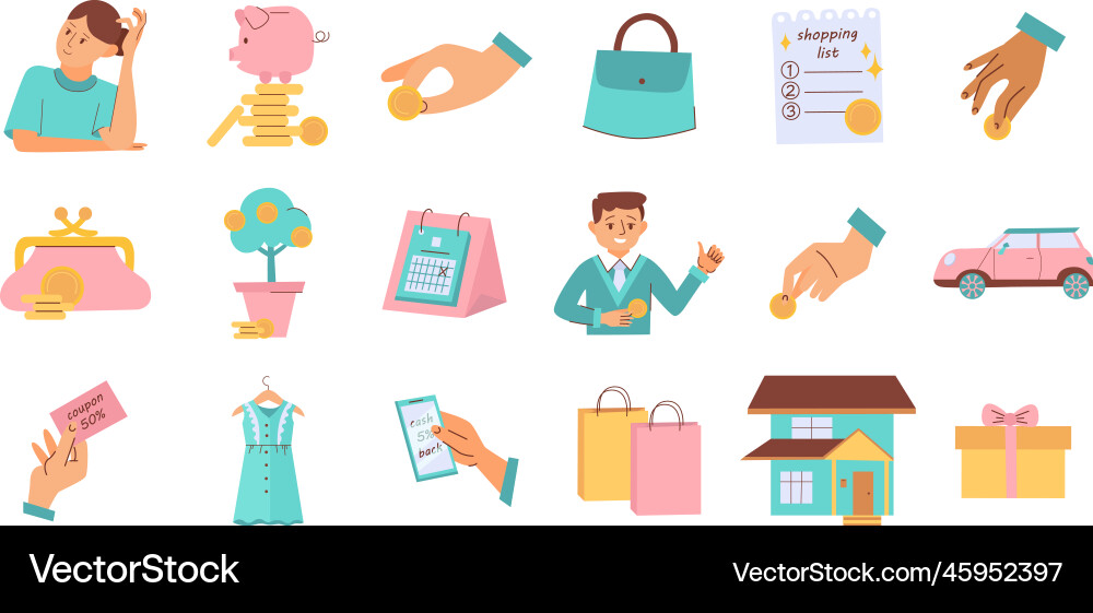 Financial planning icons set Royalty Free Vector Image