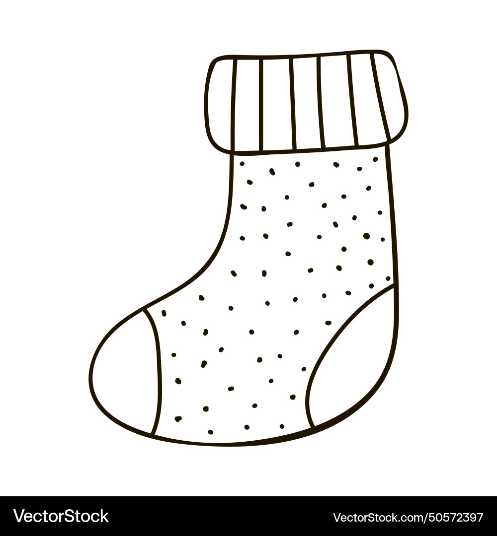 Hand drawn warm knitted sock with cute decor Vector Image