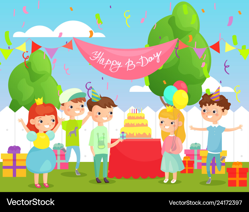 Kids birthday party Royalty Free Vector Image - VectorStock