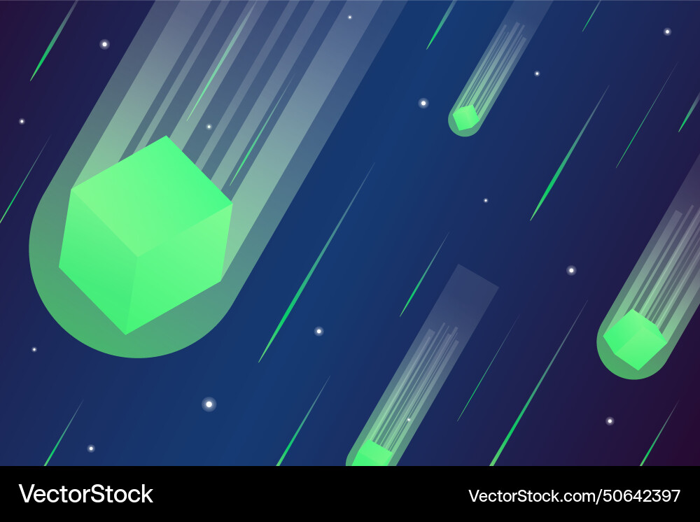 Meteorites with meteor shower space background Vector Image
