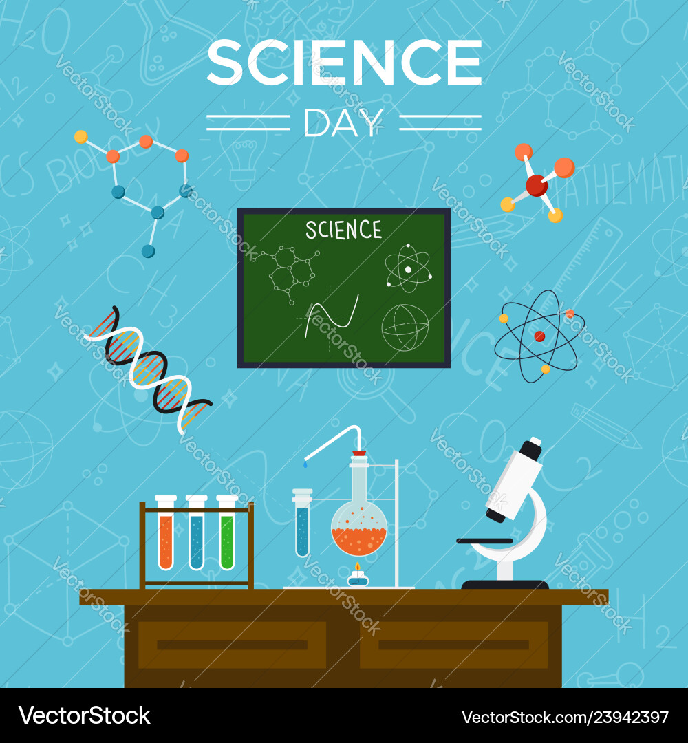 Science Day School Tools Card Royalty Free Vector Image