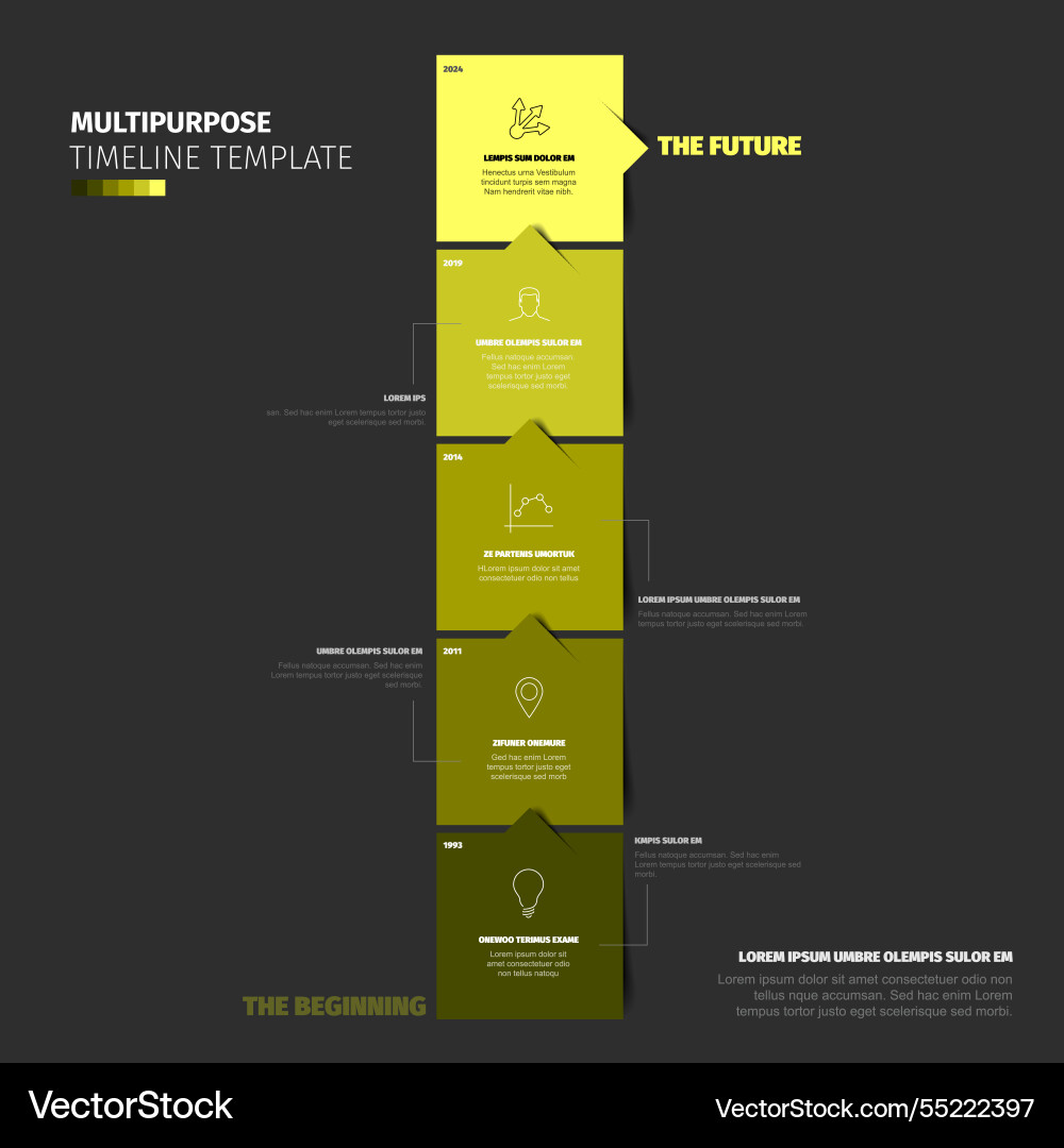 Seven square green blocks vertical timeline Vector Image