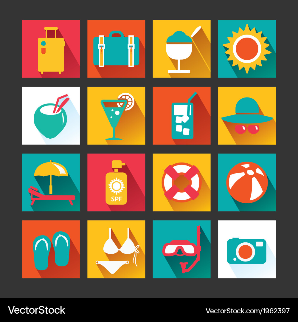 Summer icons set design for web Royalty Free Vector Image